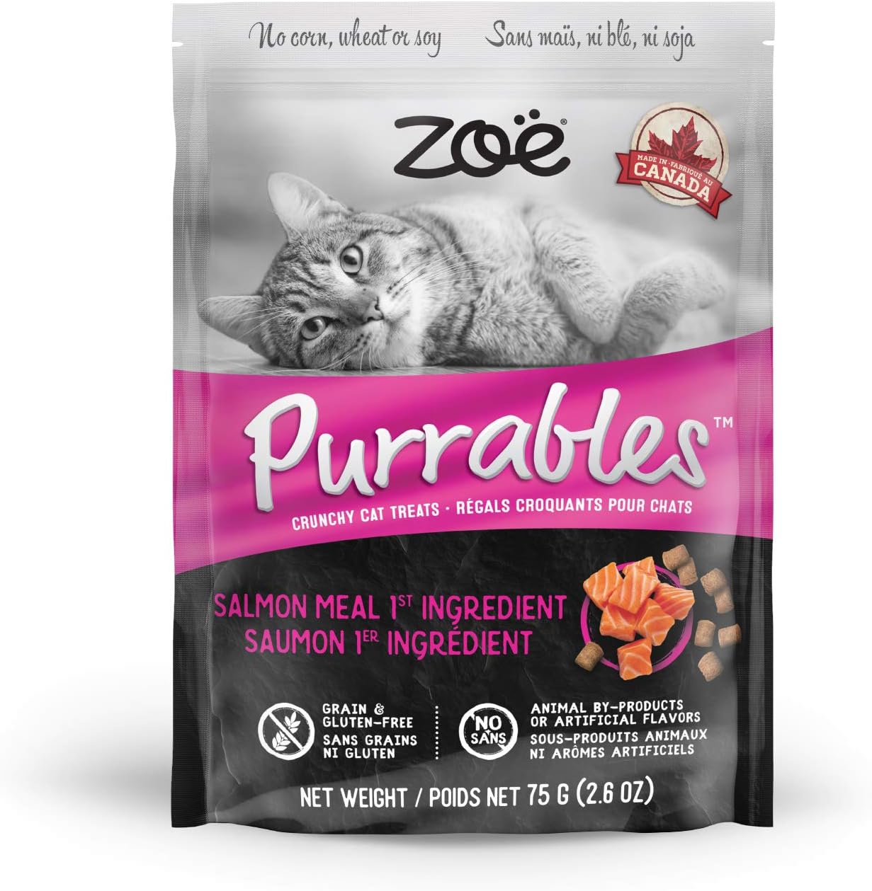 Zoe Purrables Cat Treats, Salmon 1st ingredient, 75 g : Amazon.ca: Pet ...