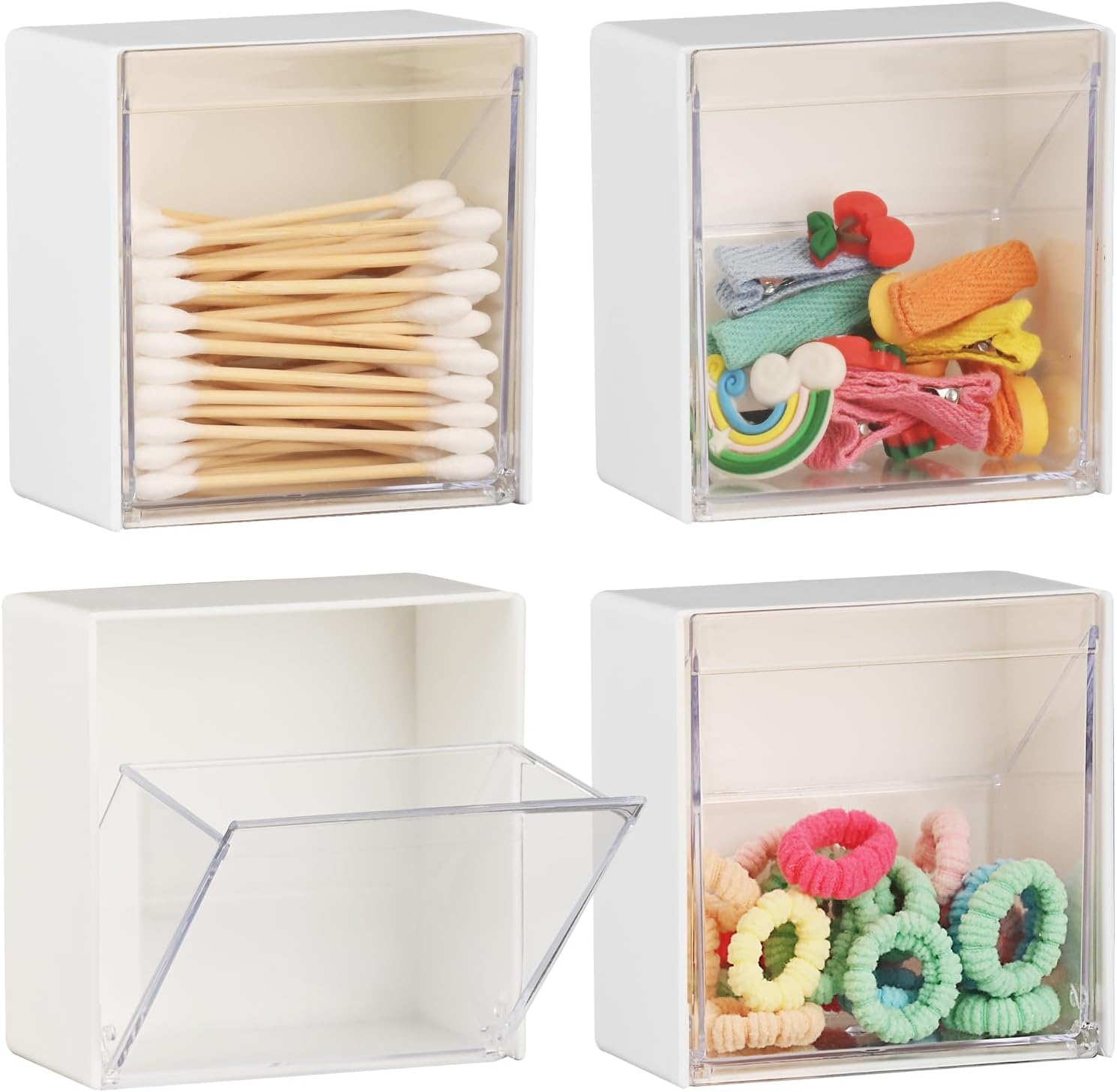 DearCal 4 PCS Wall Mounted Small Storage Boxes, Clear Self-Adhesive ...