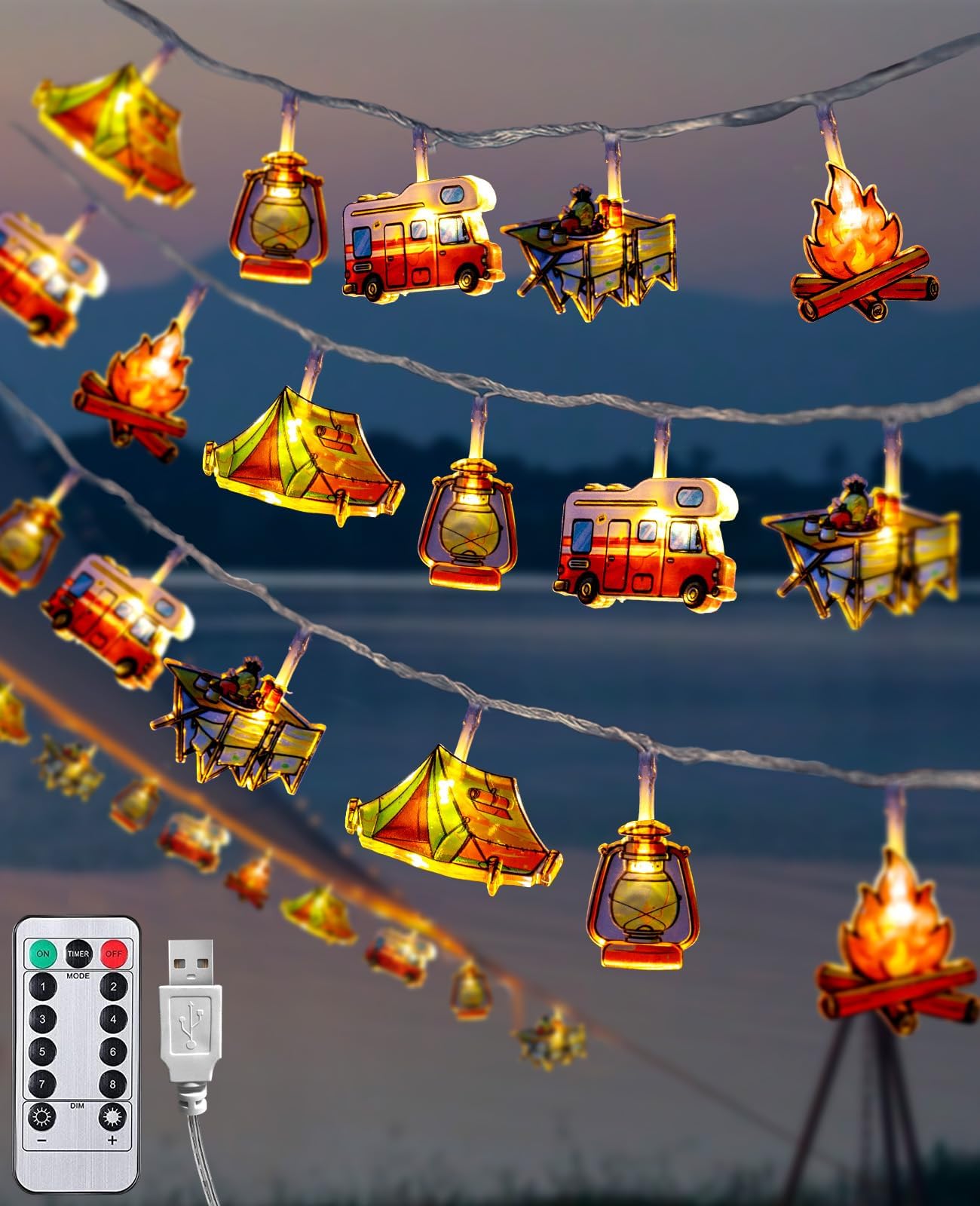 Amazon.com: AceList 20 LED Camping String Lights - Battery and USB ...