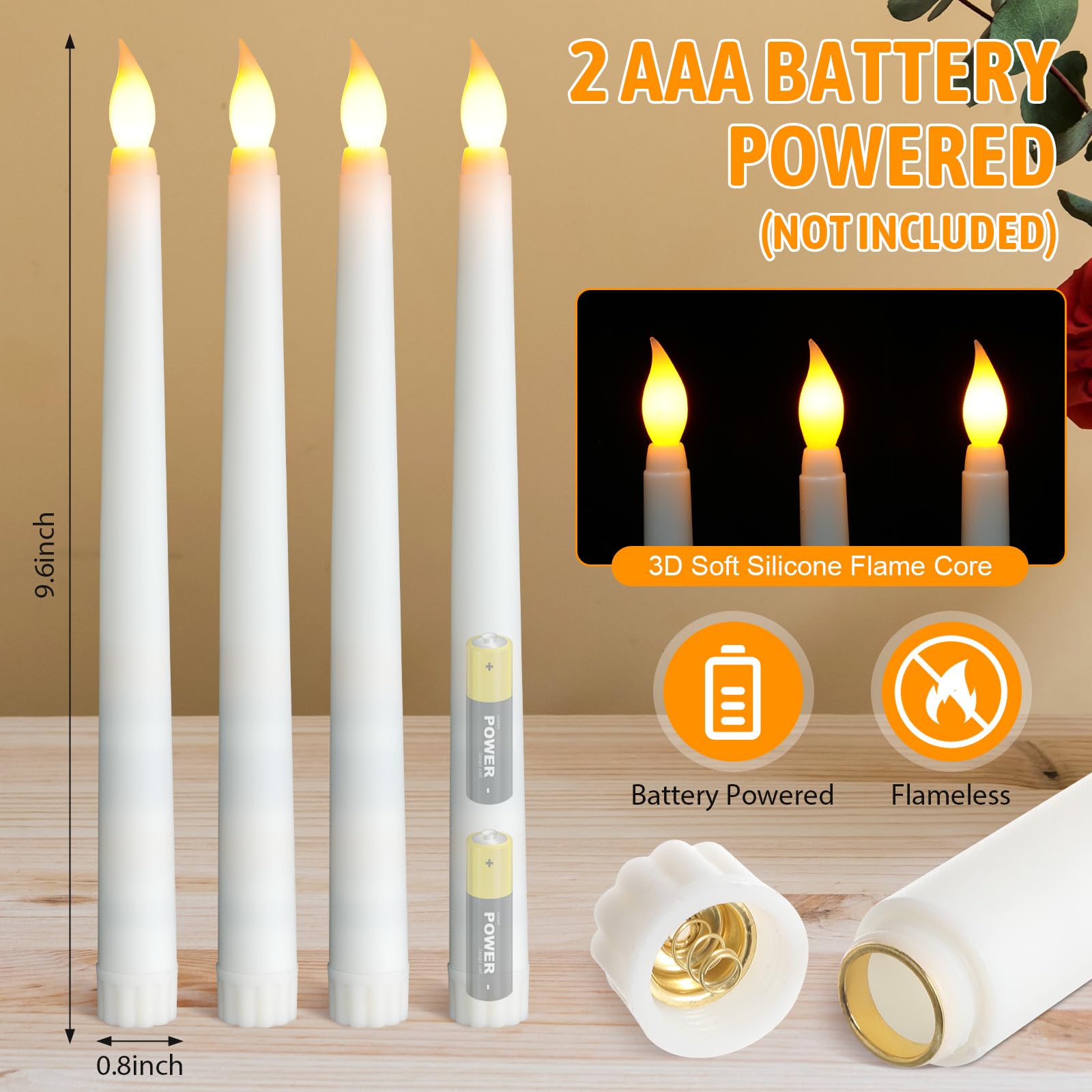 Flameless Taper Candles Bulk