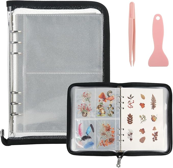 Amazon.com: Reusable Sticker Organizer Sticker Storage Book Zipper ...