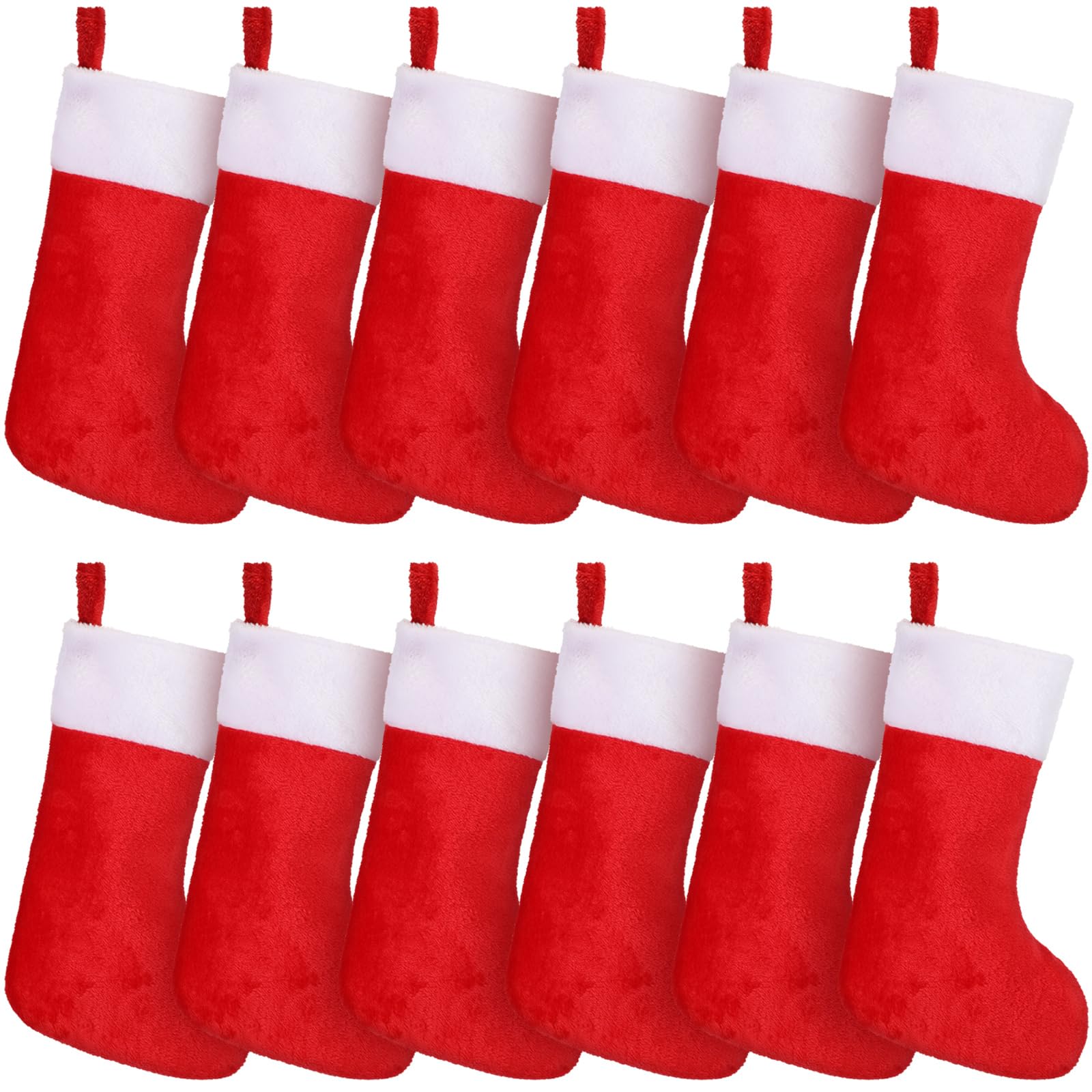 Amazon.com: Red Velvet Christmas Stockings Bulk, 15 Inches White Plush ...
