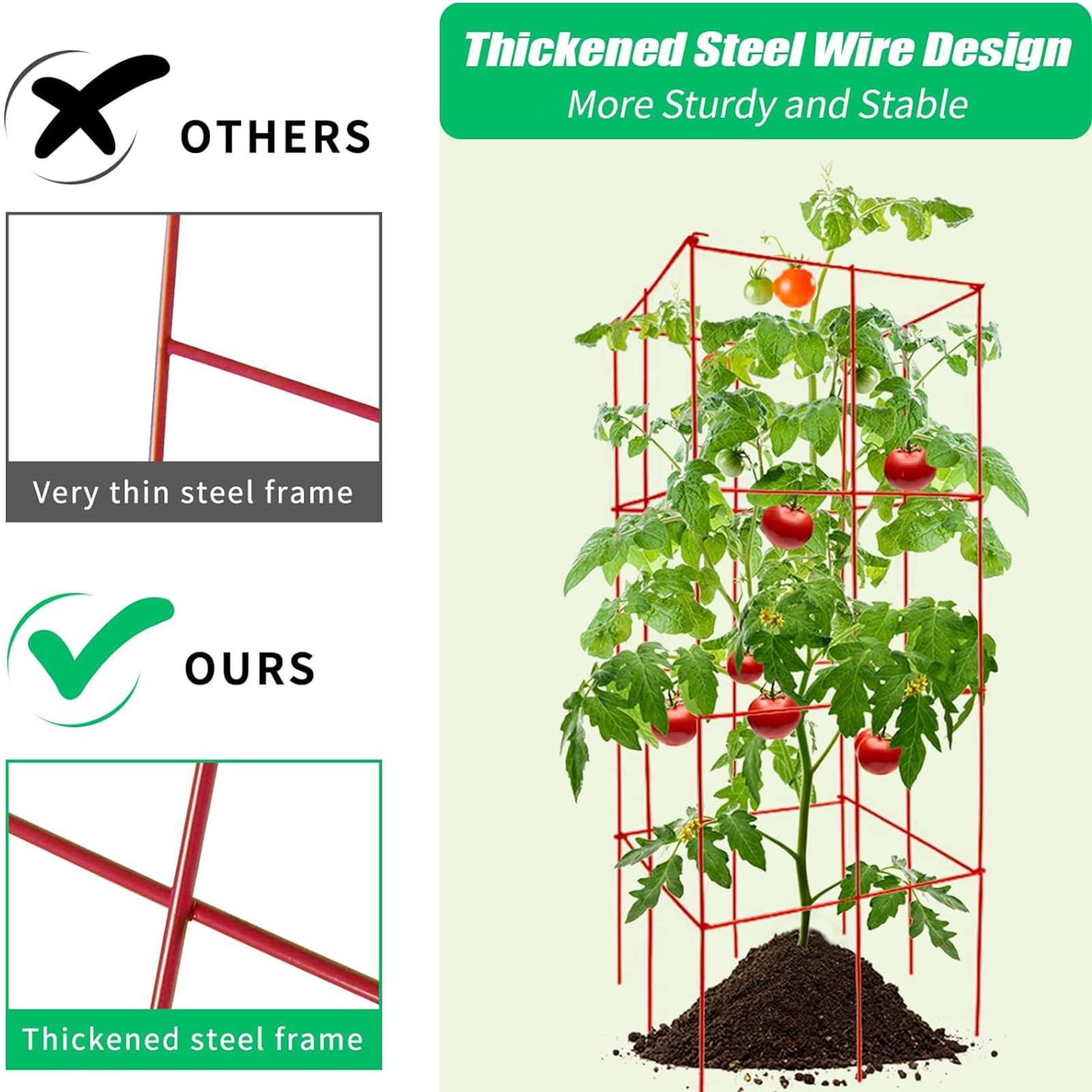 Snapklik.com : 4 Pack Tomato Cage, Folding Tomato Cage Heavy Duty Metal ...