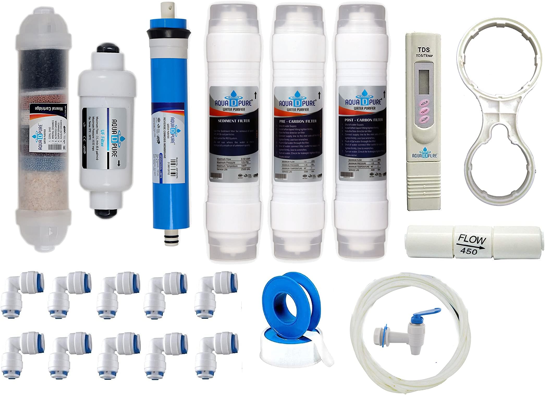 AQUA D PURE Complete RO Service Kit with 80 GPD Dry RO Membrane ...