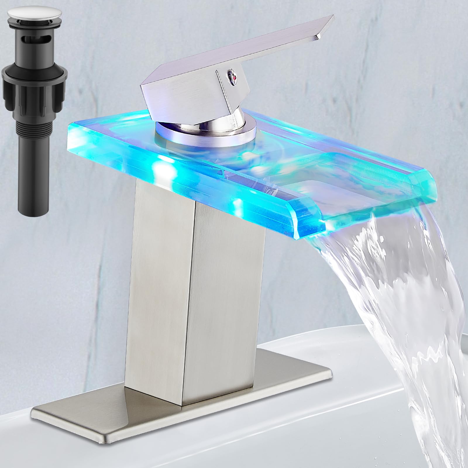 Snapklik.com : Midanya LED Bathroom Sink Faucet,Waterfall Single Handle ...