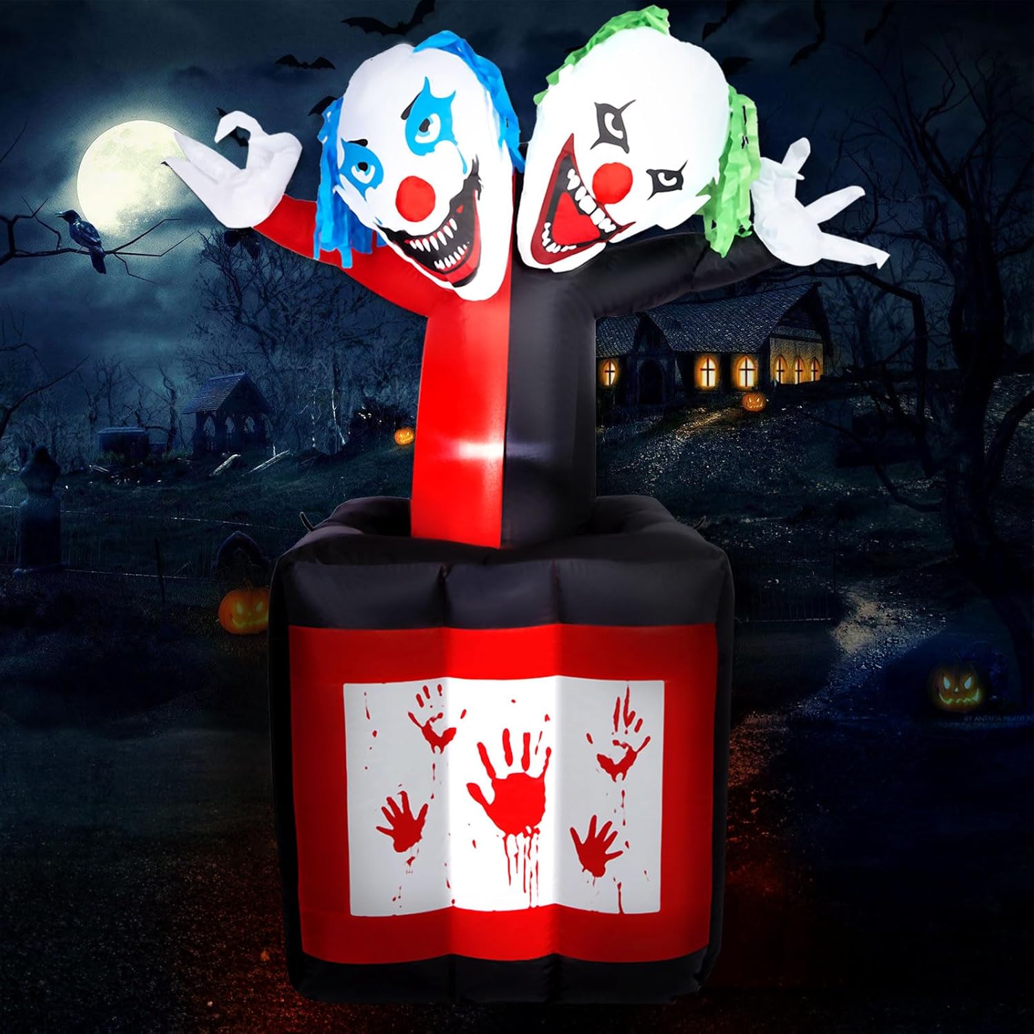 CAMULAND 5FT Halloween Inflatable Jack Fright in The Box Clown ...