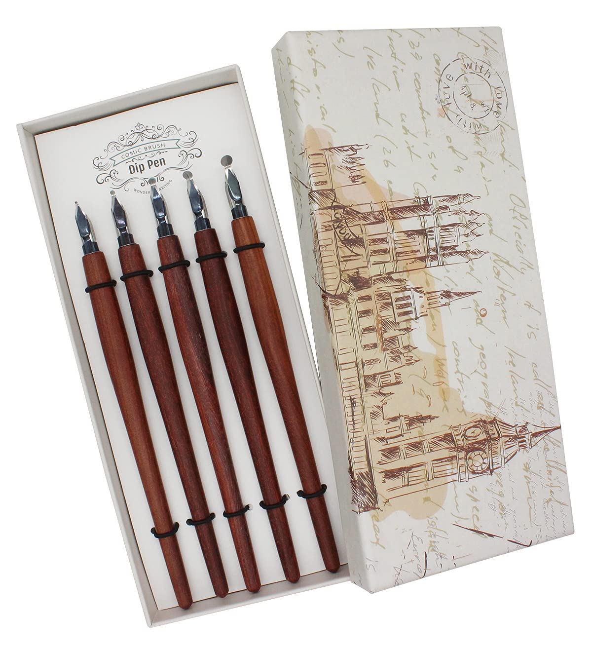 Buy Ranvi Comic Dip Pen Set,5 Different Sizes of Nib Wooden Pen Artist ...