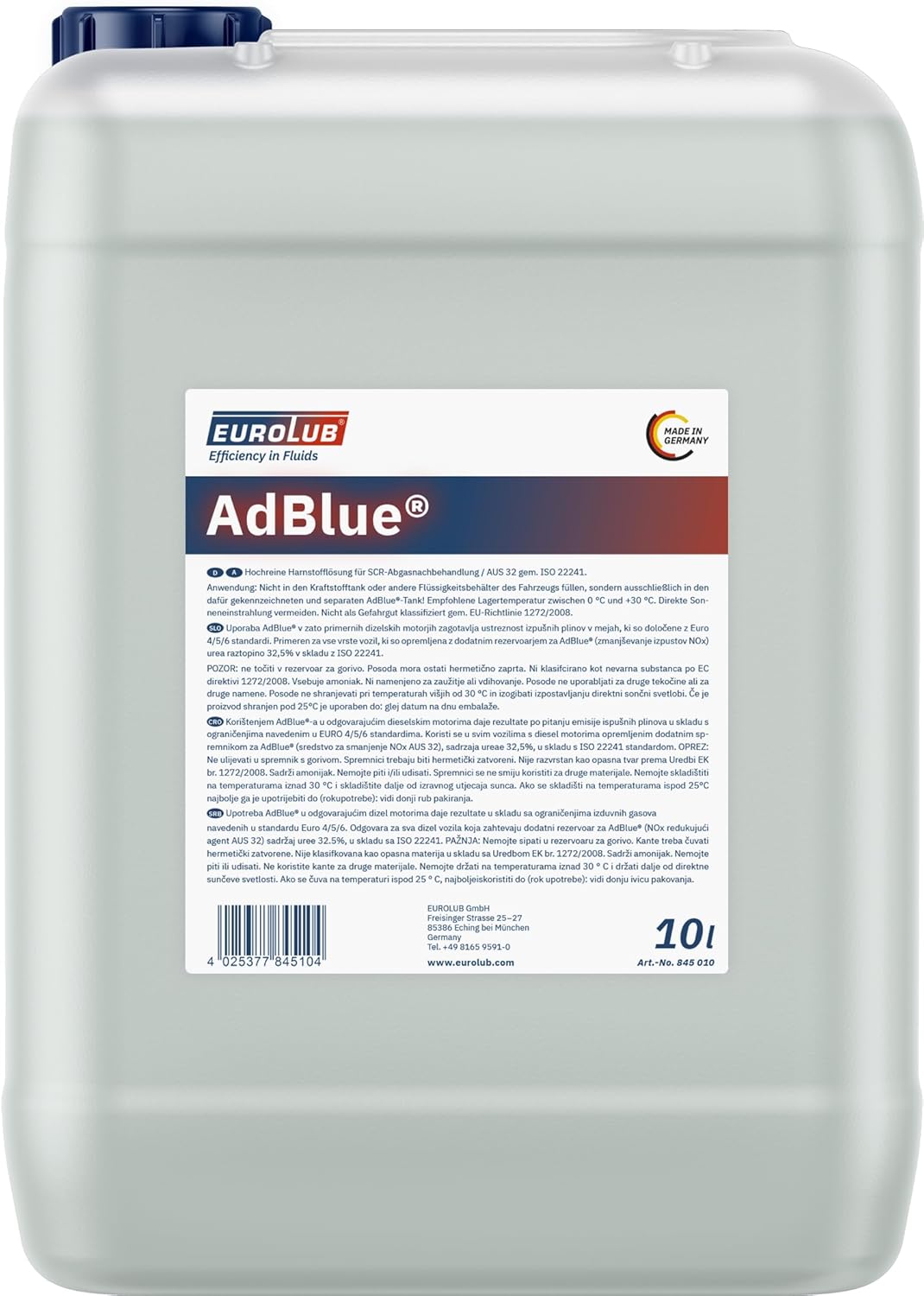 EUROLUB ADBLUE synthetic urea, 10 liters : Amazon.co.uk: Automotive