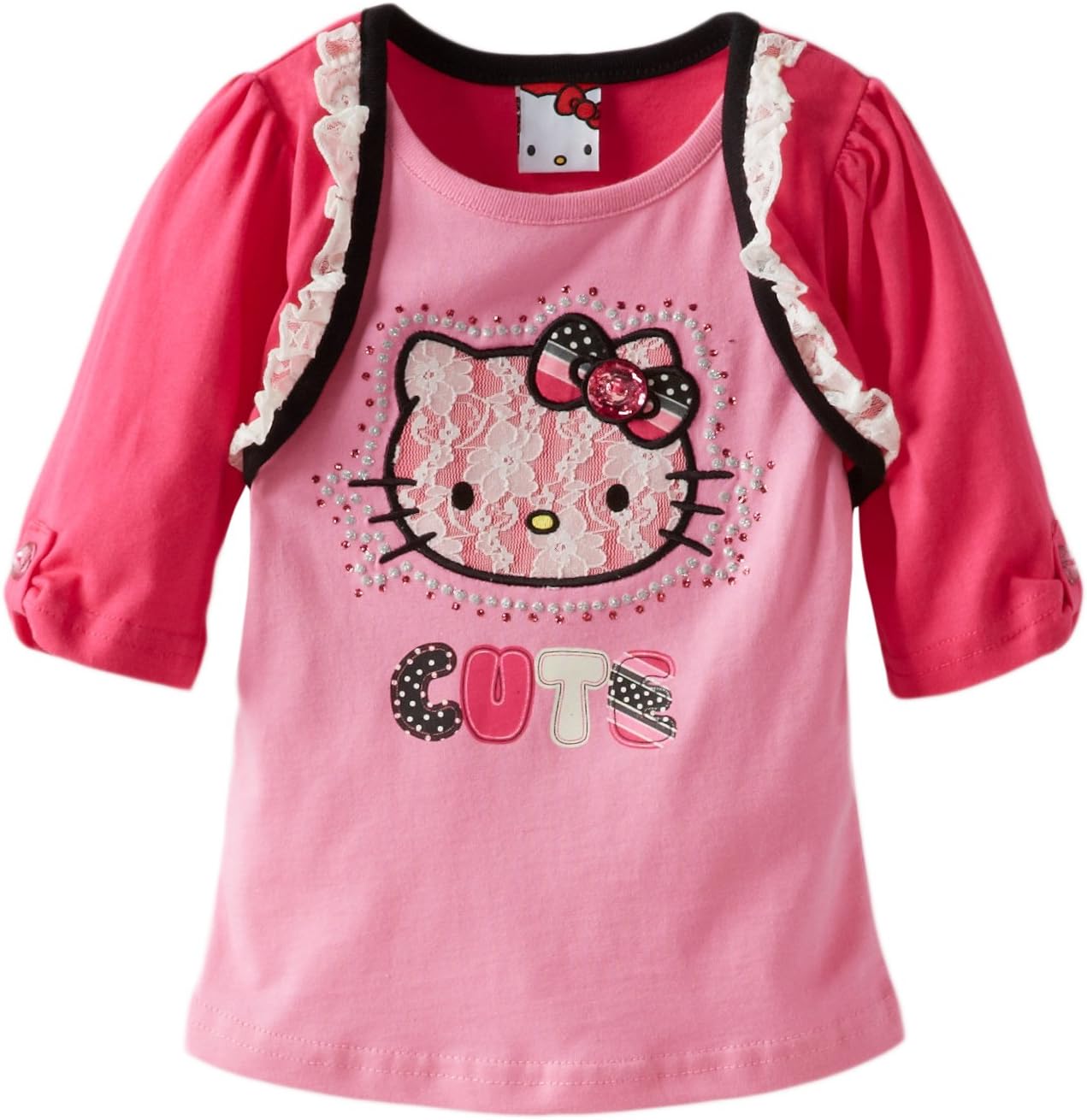 Amazon.com: Hello Kitty Girls' Top with Ruffled Mock Shrug: Fashion T ...