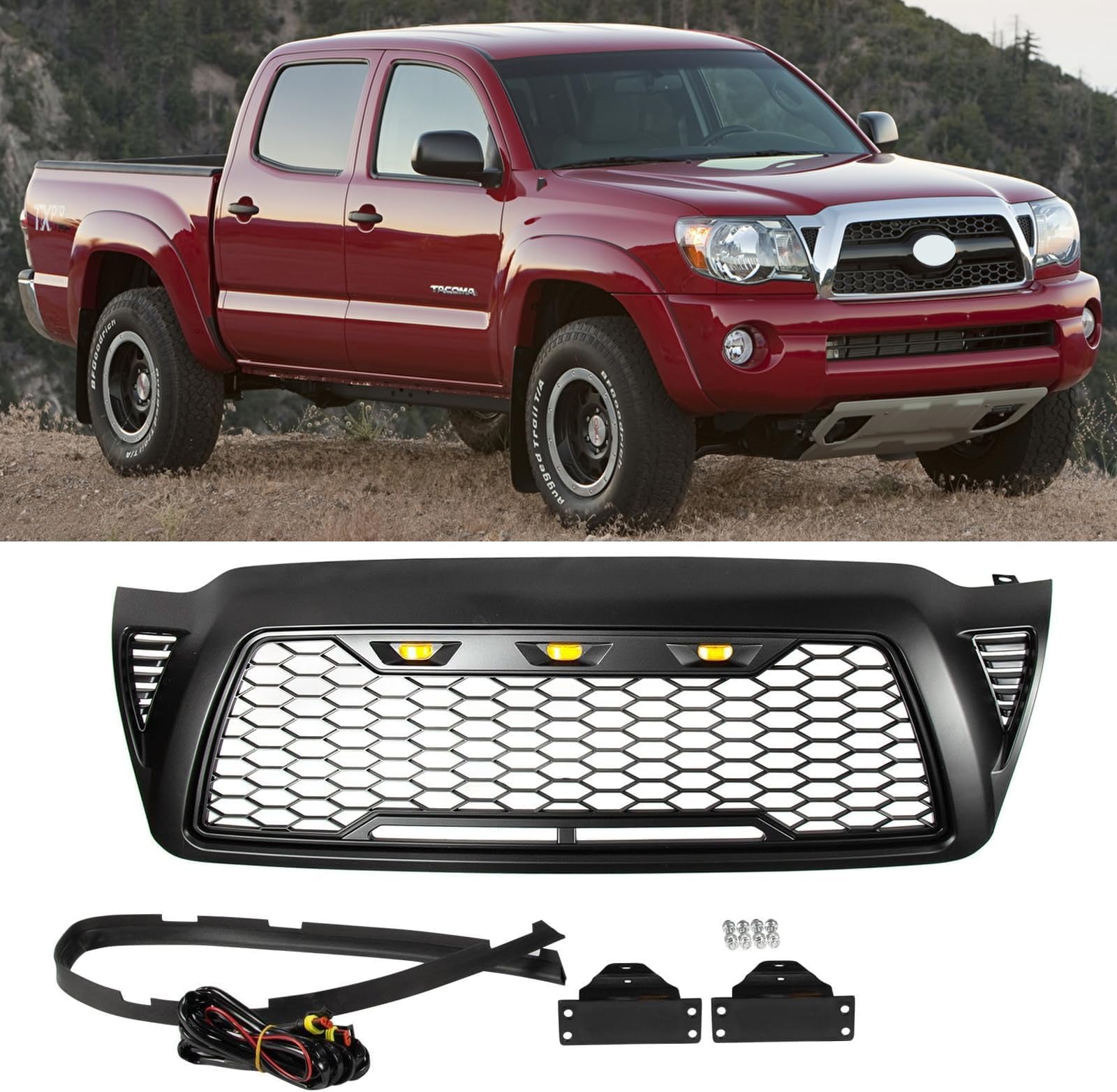 Amazon.com: Gloss Black Front Grill Assembly for 2005-2011 Toyota ...