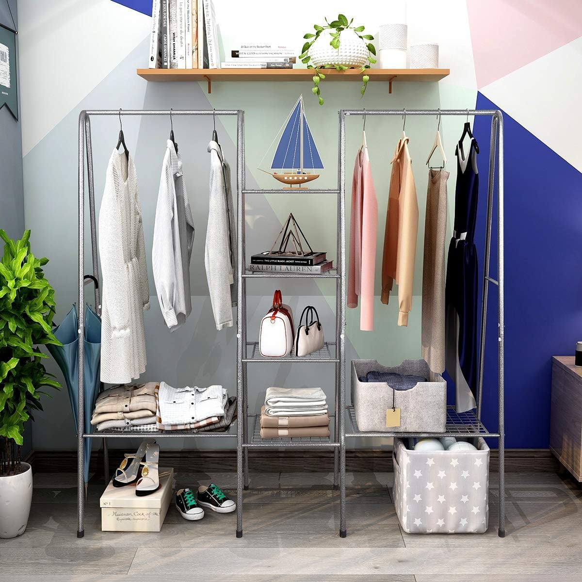 JURMERRY Portant Penderie à vêtements de vêtement, Support de vêtement ...