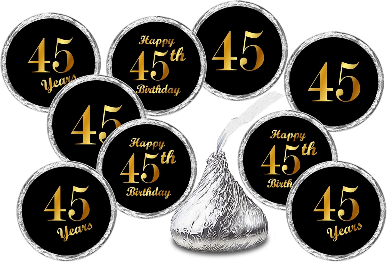 Amazon.com: 45th Birthday Black Kisses Stickers, (Set of 216) Chocolate ...