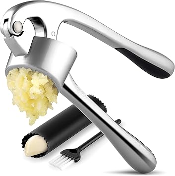Amazon.com: Zulay Kitchen Large Premium Garlic Press Set - Bigger Bowl ...