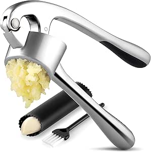 Amazon.com: Zulay Kitchen Large Premium Garlic Press Set - Bigger Bowl ...