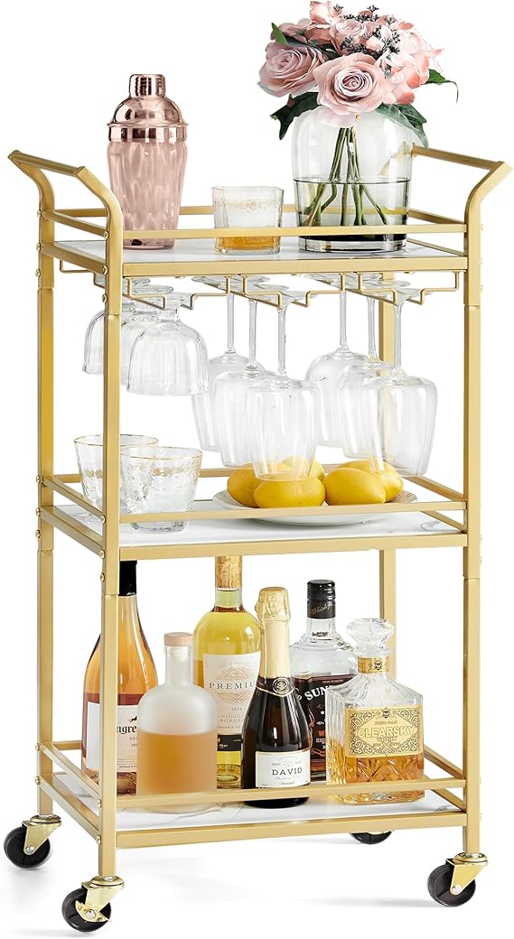 Amazon.com - VASAGLE Bar Cart, Home Bar Serving Cart, Small Bar Cart ...