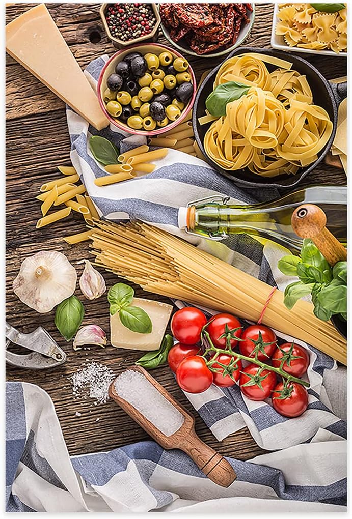 Amazon.com: Modern Kitchen Wall Decor Art Italian Food Ingredients ...