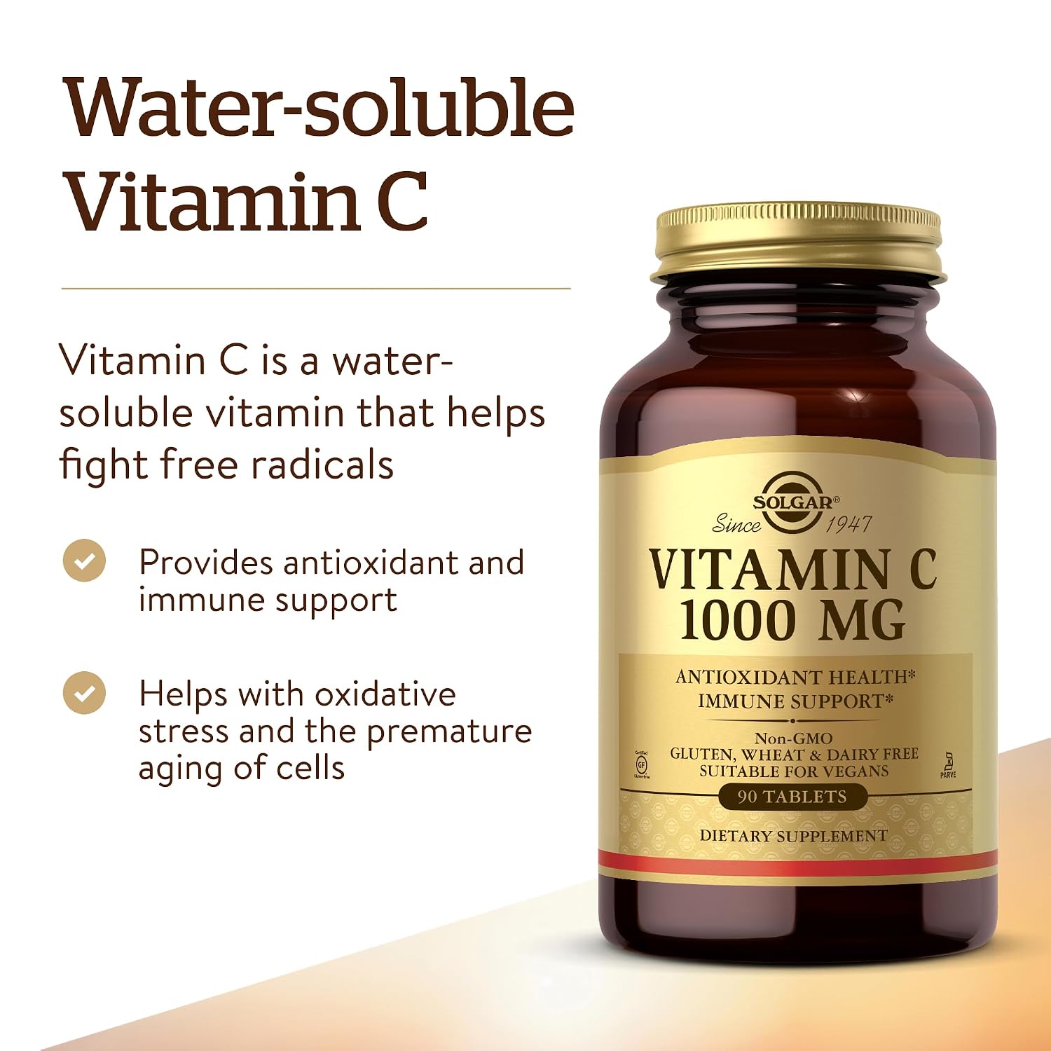 Solgar Vitamina C 1000 mg, 90 Comprimidos - Suporte Antioxidante e ...