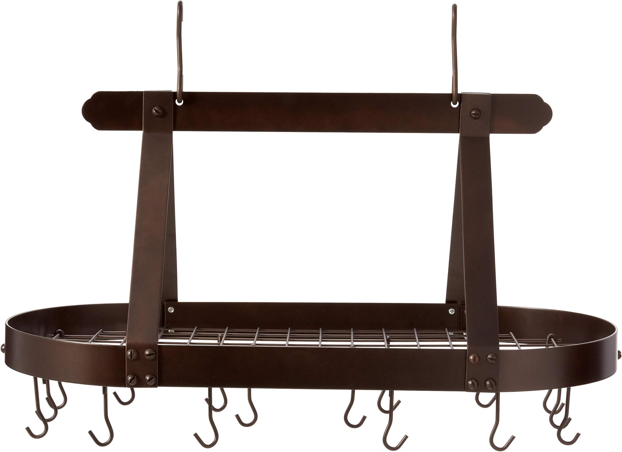 Amazon.com: Old Dutch Oval Steel Pot Rack w. Grid & 16 Hooks, Satin ...