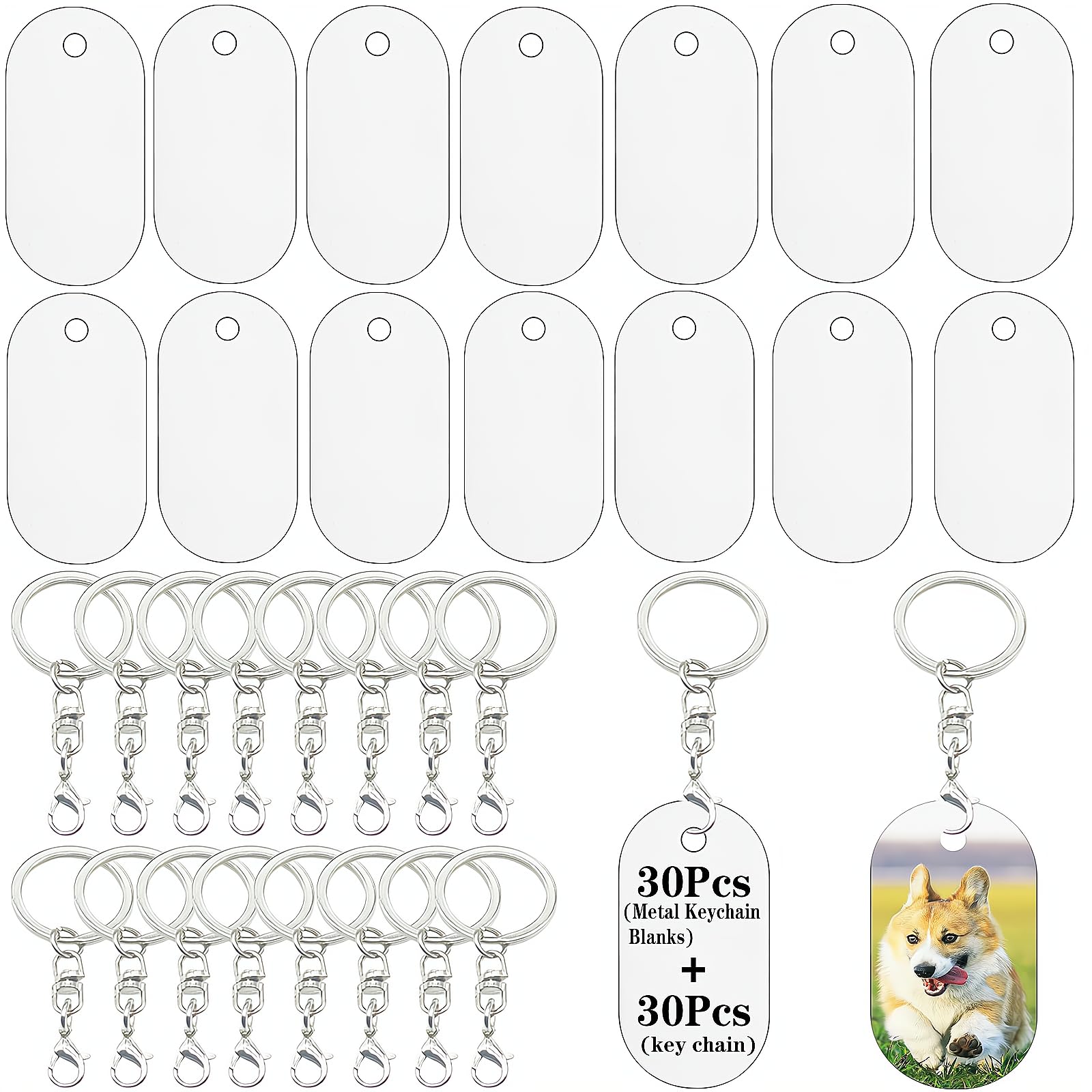 Amazon.com: 30pcs Metal Sublimation Keychain Blanks,Sublimation Blanks ...