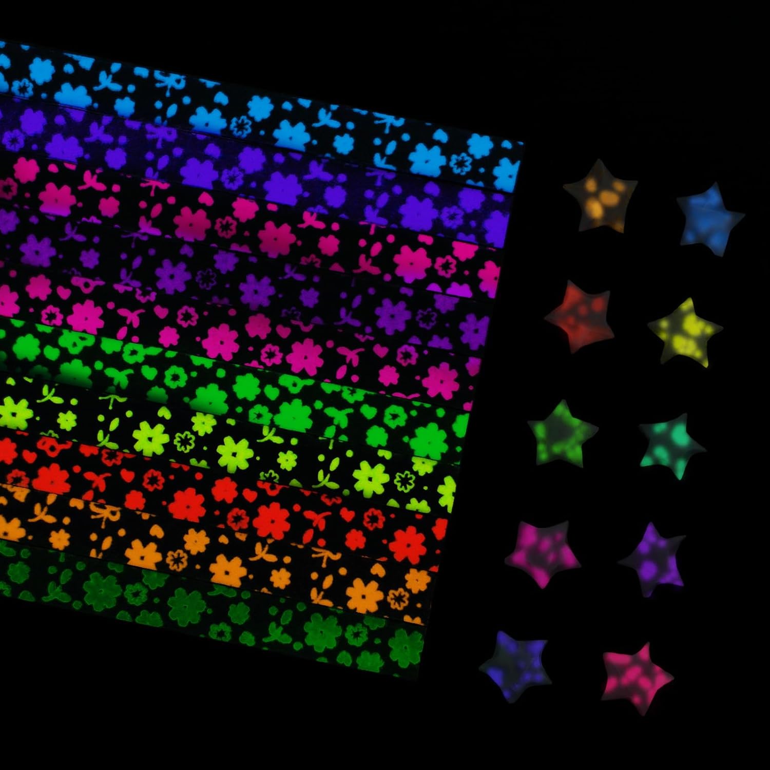 Amazon.com : URROMA Glow in The Dark Lucky Star Origami Paper Strips ...