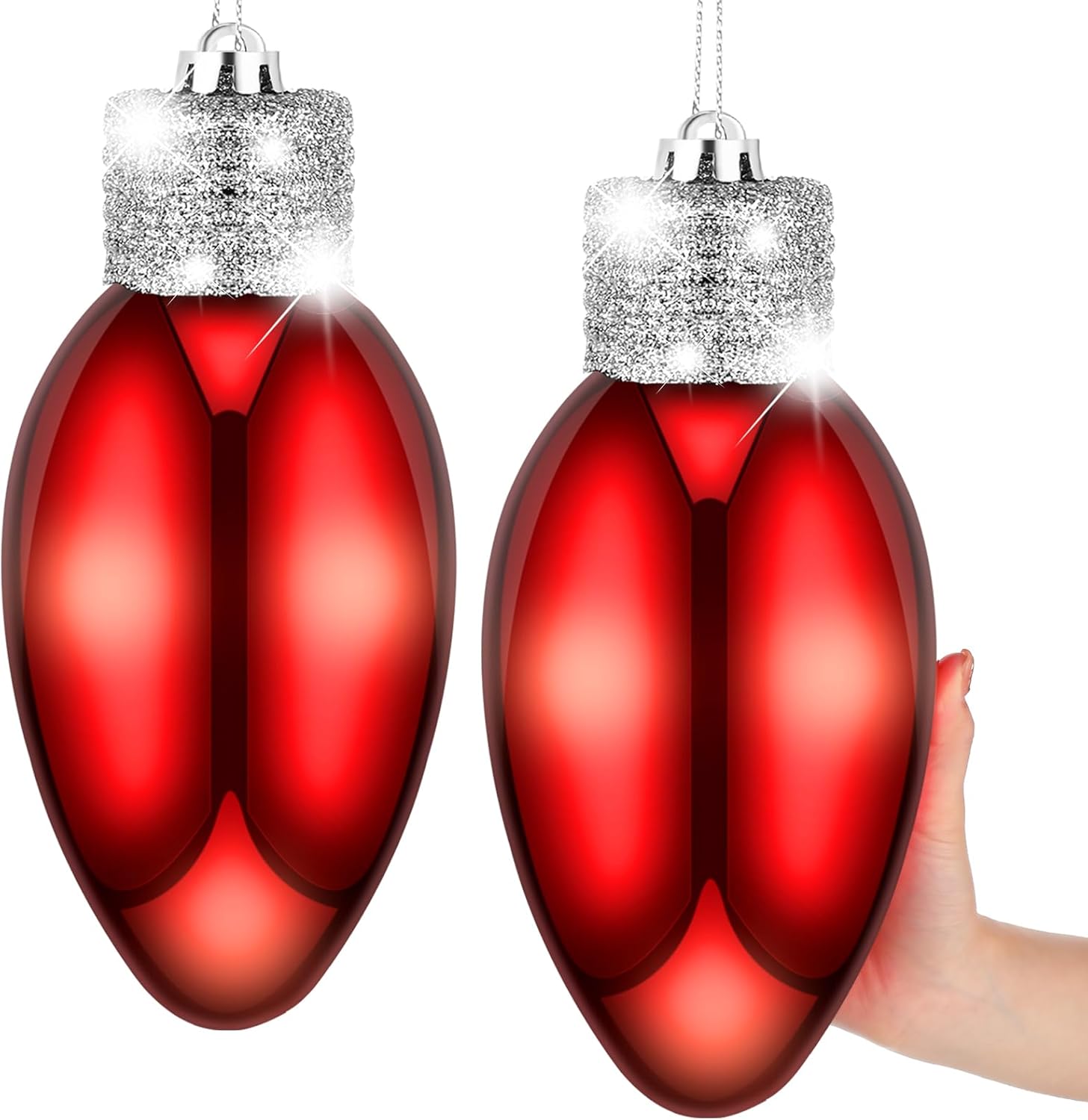 Amazon.com: Zubebe 2 Pcs 12 Inch Glitter Lightbulb Shaped Ornament ...