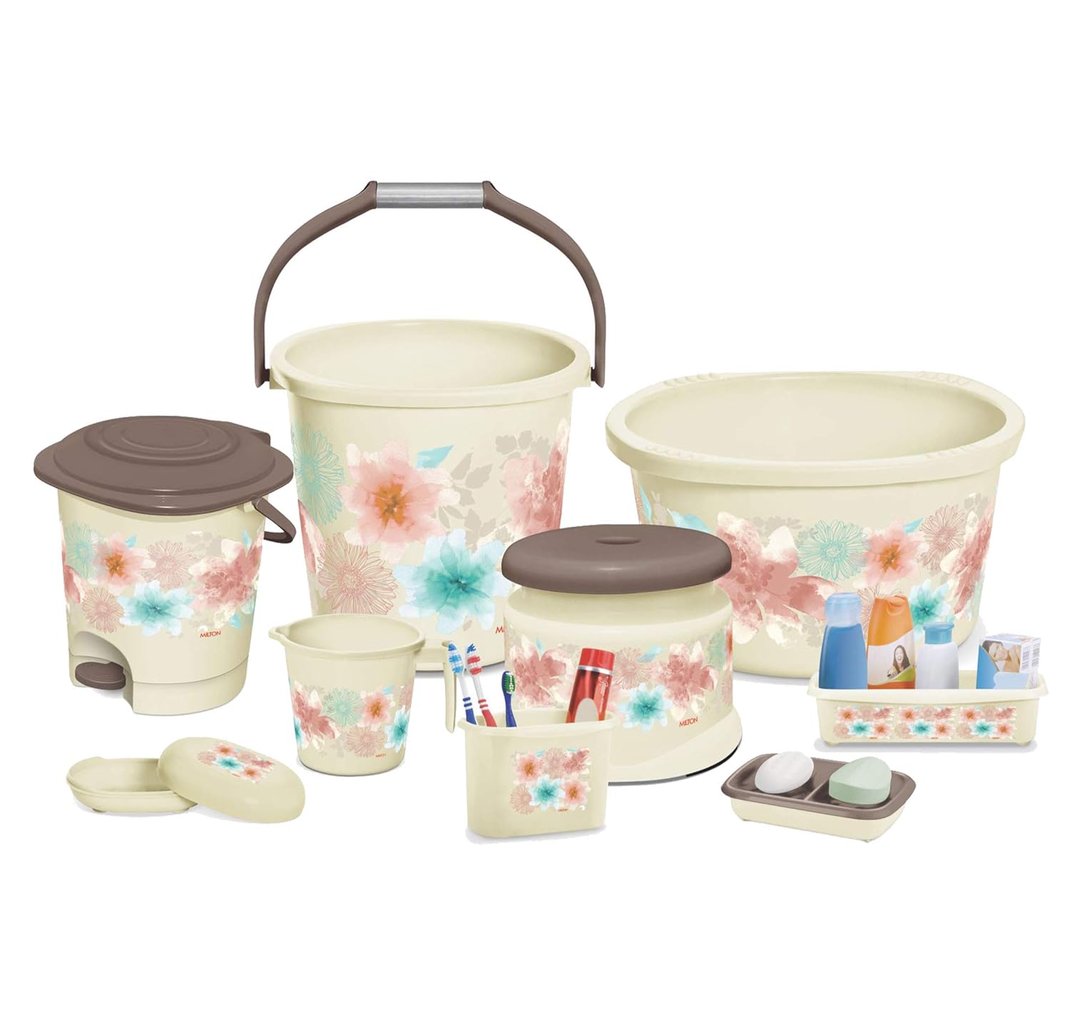 Milton Oasis Clean Up Bath Set of 9, Ivory : Amazon.in: Home & Kitchen