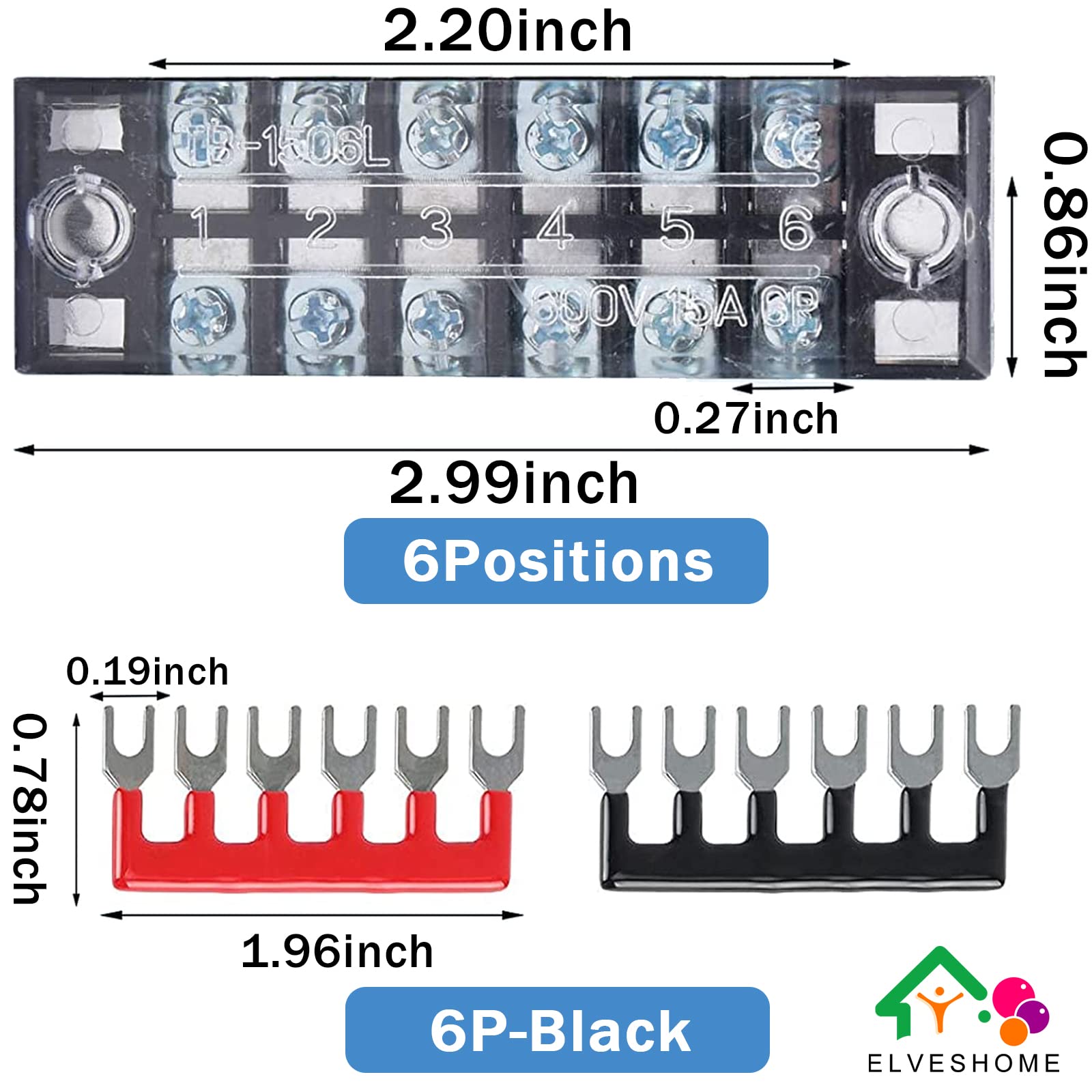 Snapklik.com : Terminal Blocks 6 Position 12PCS 6 Set, Screw Terminal ...