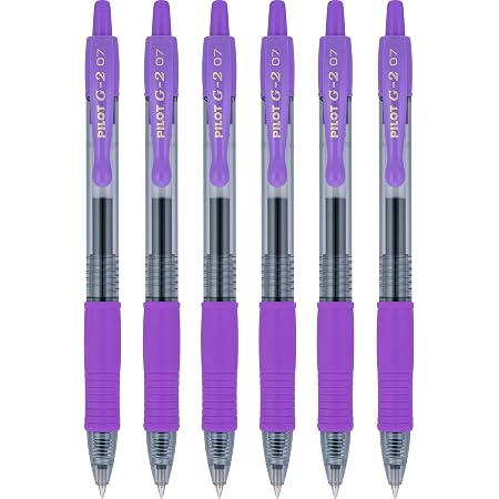 Pilot G2 Retractable Rollerball Gel Pens, Fine Point, 0.7mm, Purple Ink ...