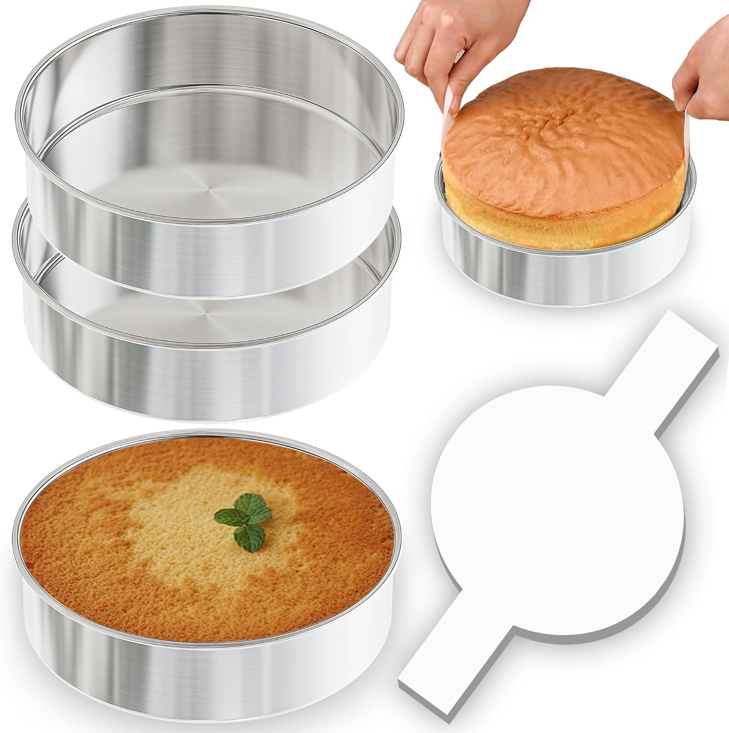 Amazon.com: 7 Inch Round Cake Pans Set of 3, Nonstick Stainless Steel ...