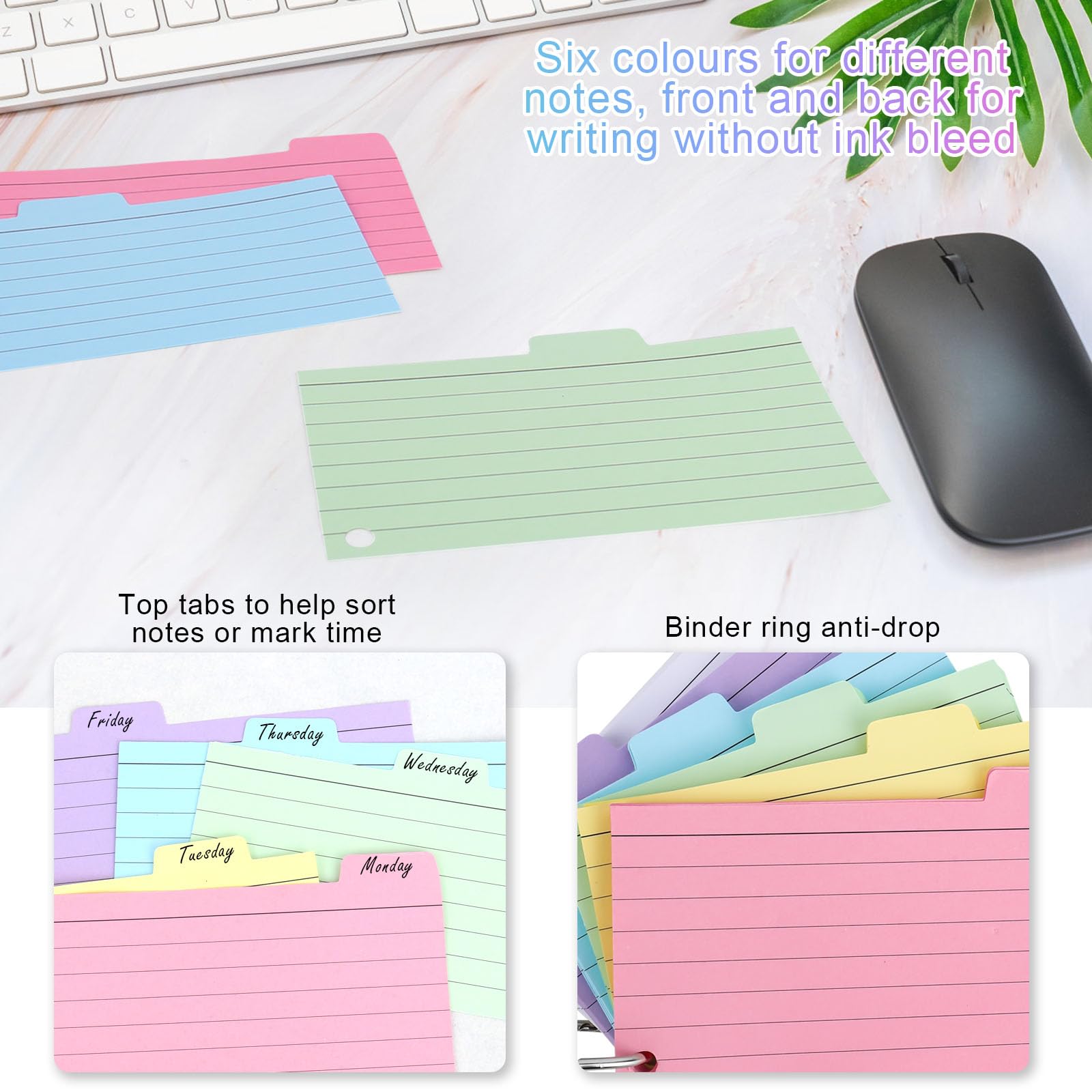 XTDMJ 300PCS A7 Ruled Index Cards, 3×5 Inches Revision Cards with 3 ...