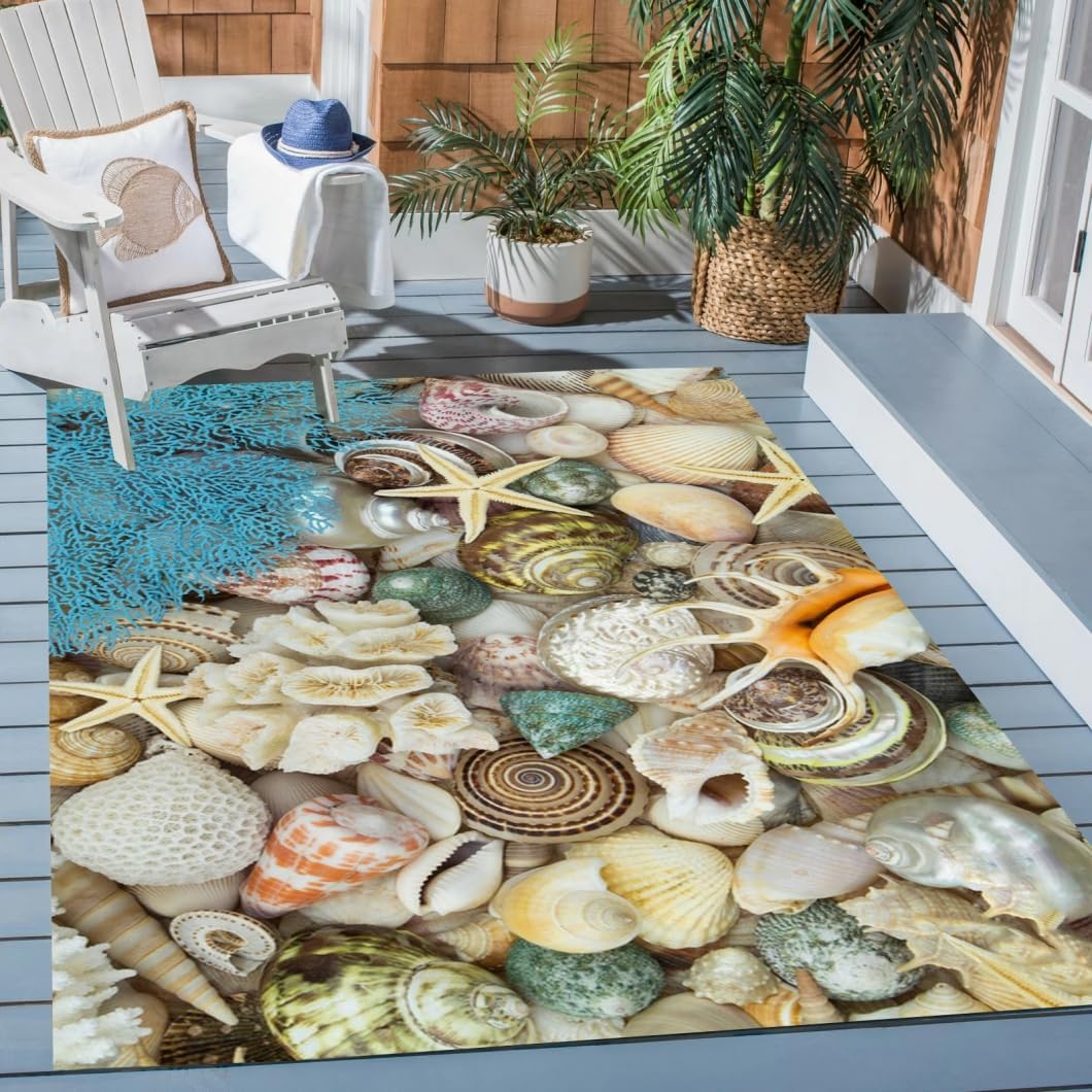 Amazon.com: Coastal Ocean Decor Indoor Outdoor Area Rug 7x12 Funky Cute ...
