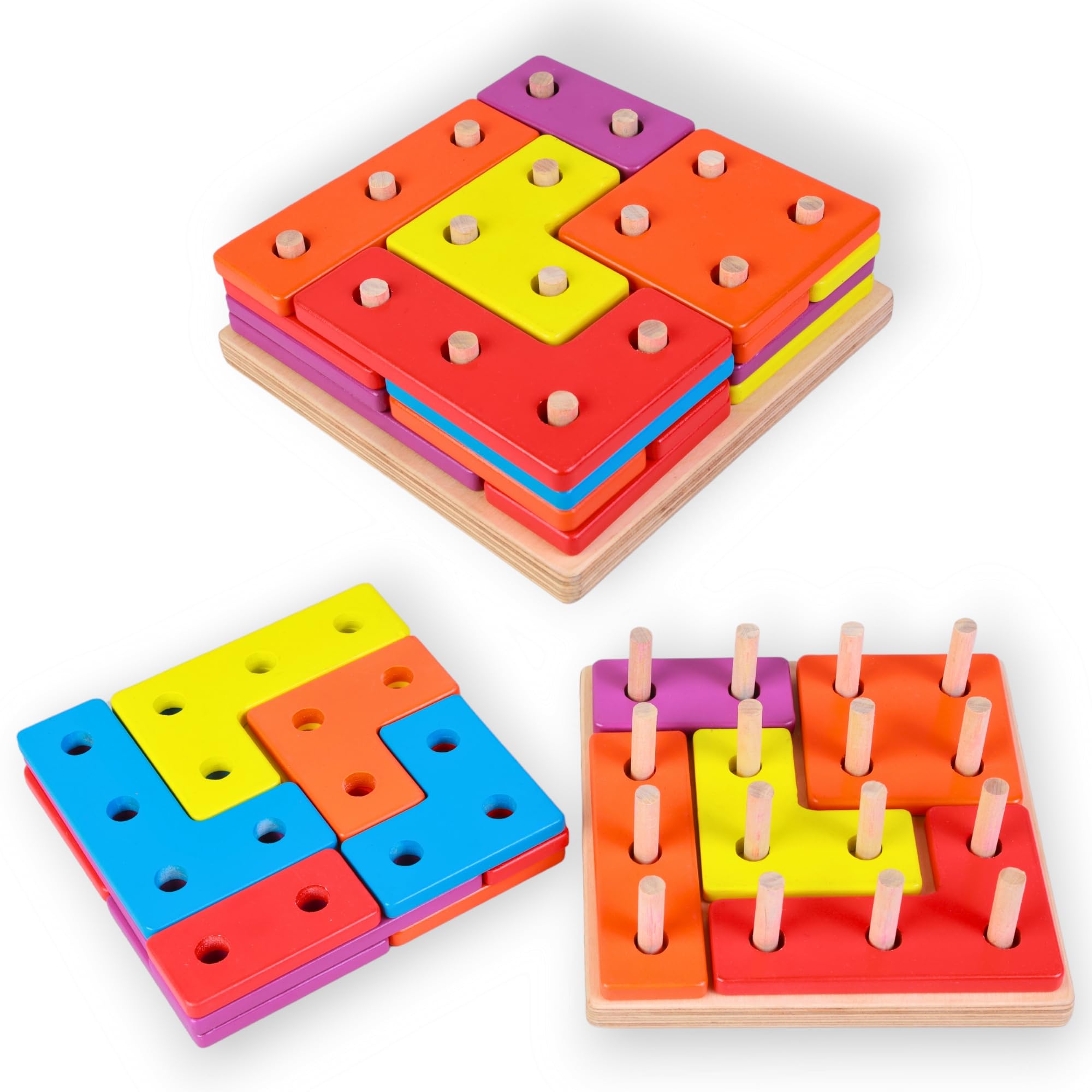 Smartbee Shape Tetris Puzzle 4x4 Wooden Intelligence Puzzle For Kids ...