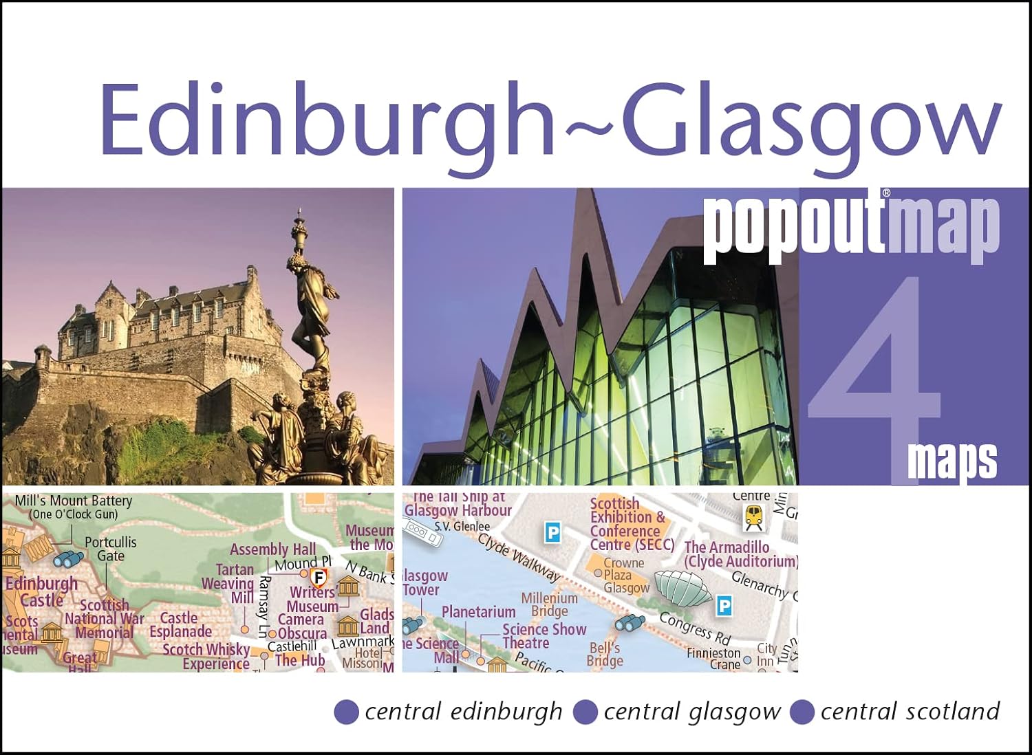 Edinburgh and Glasgow PopOut Map (PopOut Maps) [Idioma Inglés] : PopOut ...