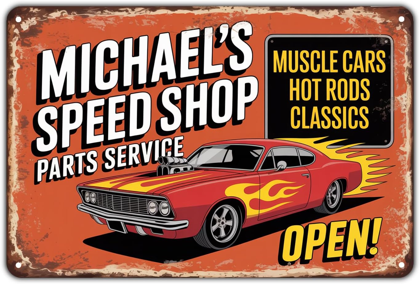 Amazon.com: Michael's Muscle Car Hot Rod tin sign Vintage Speed Shop ...