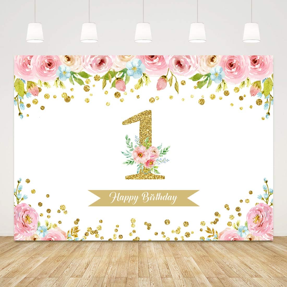 Watercolor Floral 1st Birthday Party Backdrop, 7x5ft Australia | Ubuy