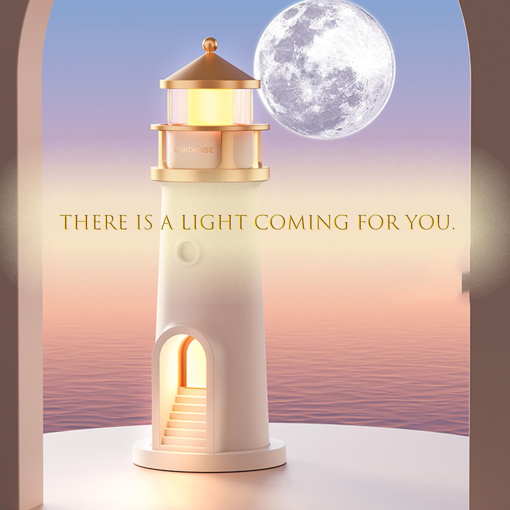Faros De Noche Y Luna Lámpara De Noche Con Faro Y Luz De Luna,