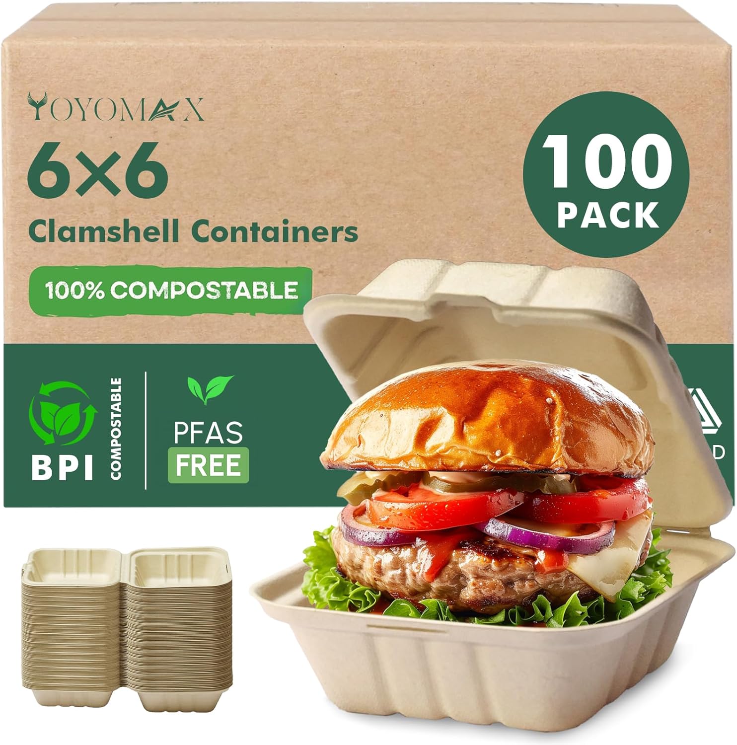 Amazon.com: yoyomax [6x6-100Pack] 100% Compostable To Go Food ...