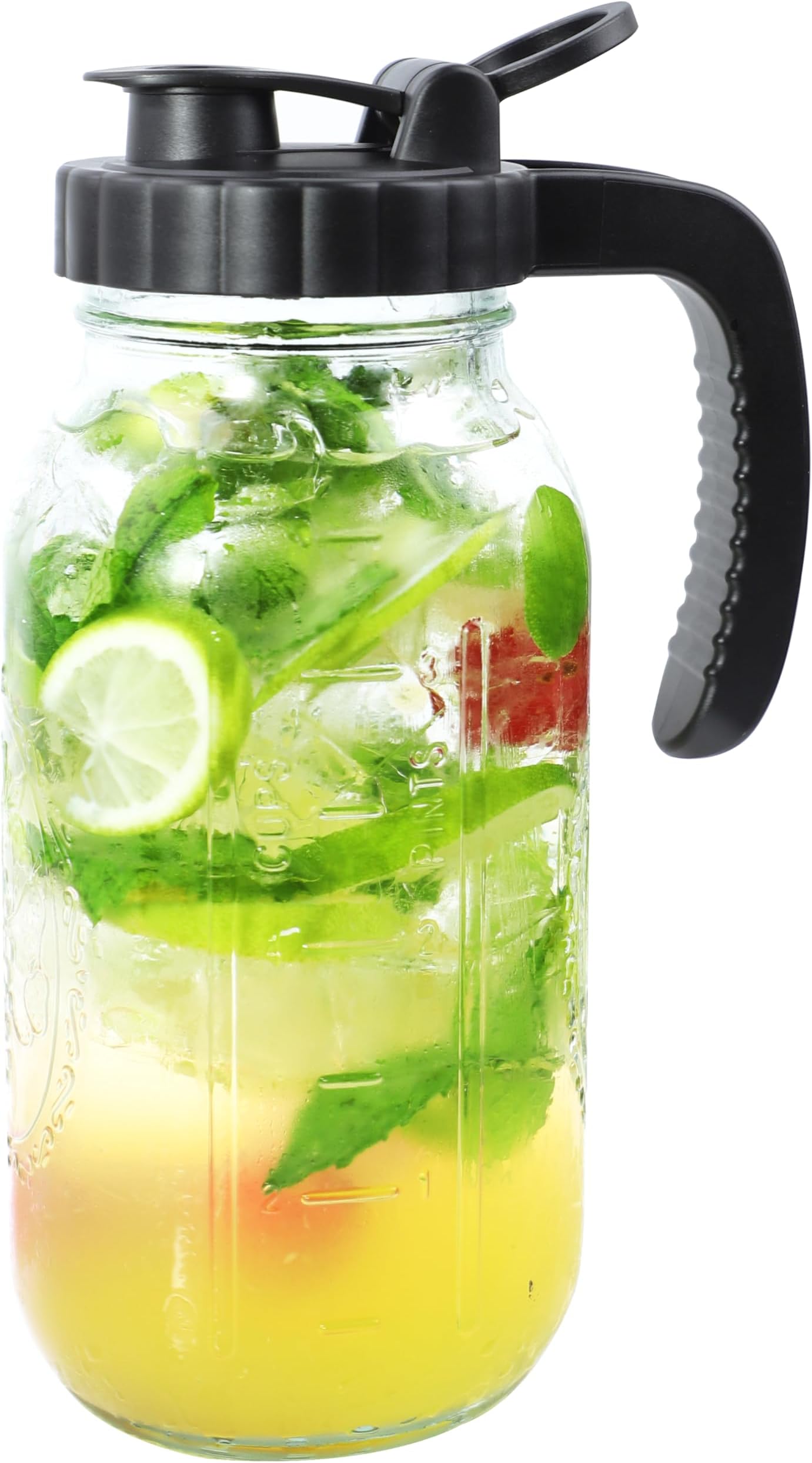 Amazon.com: Half Gallon Mason Jar Pitcher Large Wide Mouth 64 oz with ...