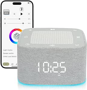 GOQELK Sound Machine, Alarm Clock with 32 Soothing Sounds, RGB Light ...
