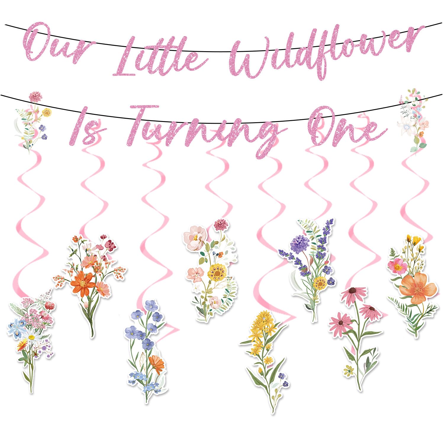 Amazon.com: Lovarywow Wildflower First Birthday Decorations - 10PCS ...