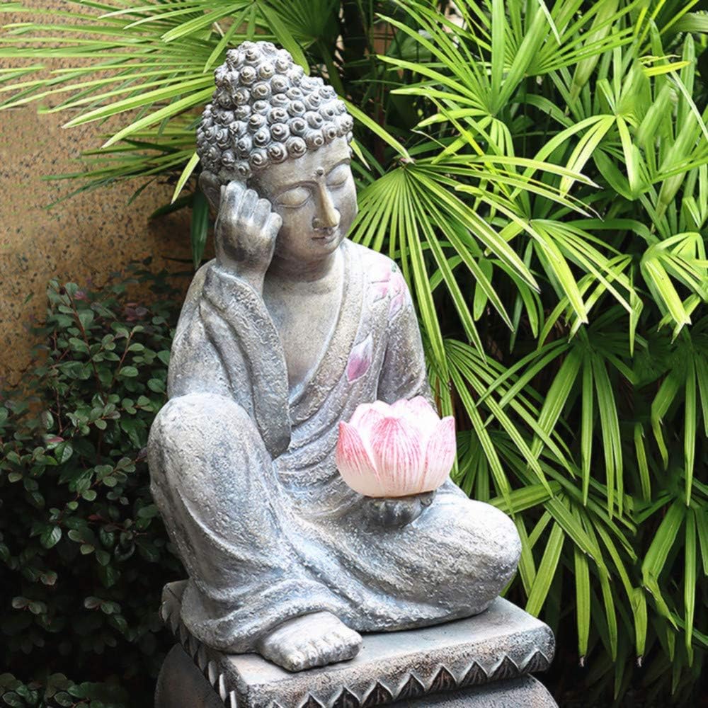 Amazon.com: Sitting Buddha Statue Solar Light Garden Decoration ...