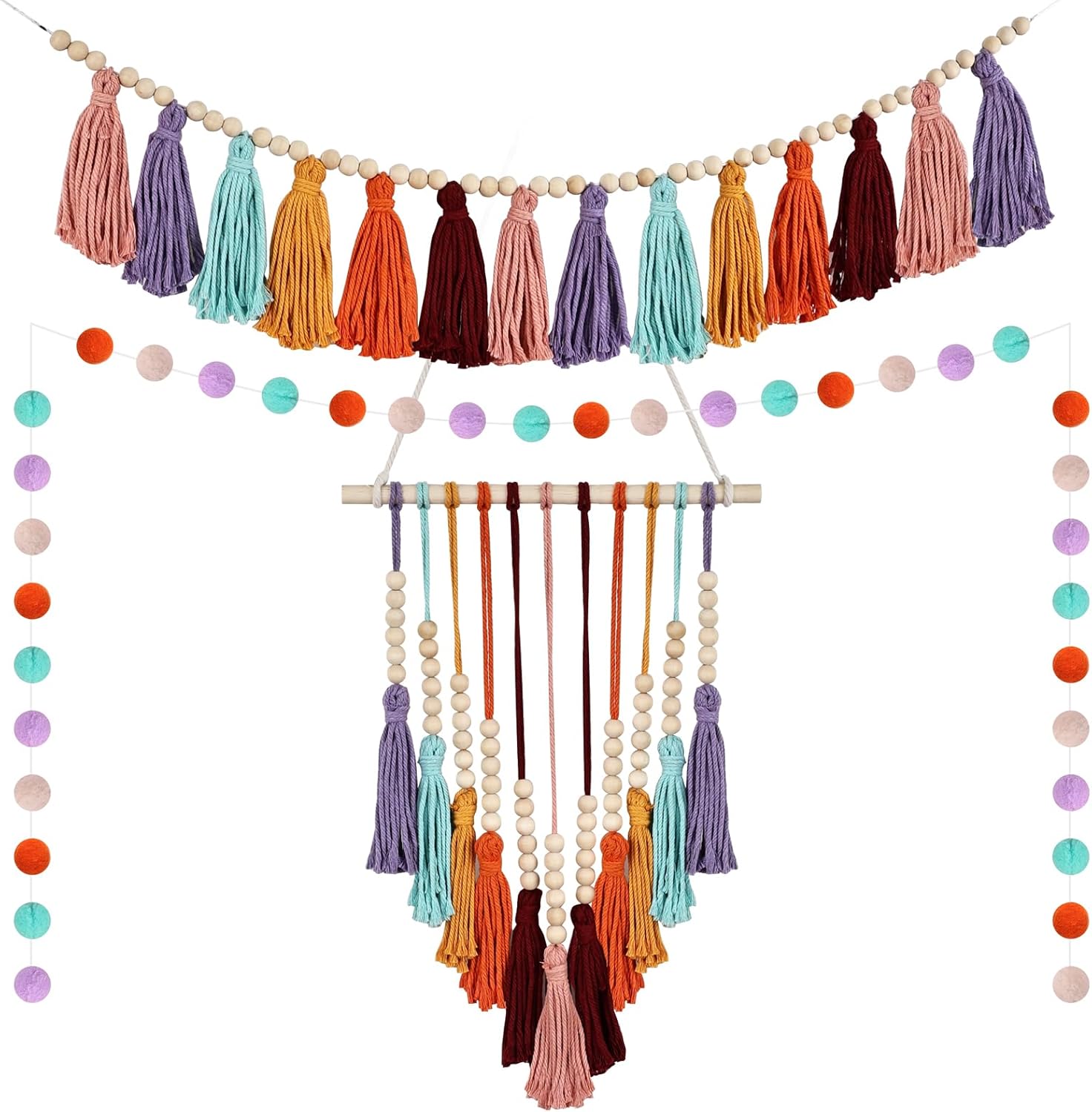 Amazon.com: 3 Pieces Tassel Garland Party Decor Pom Pom Ball Banner ...
