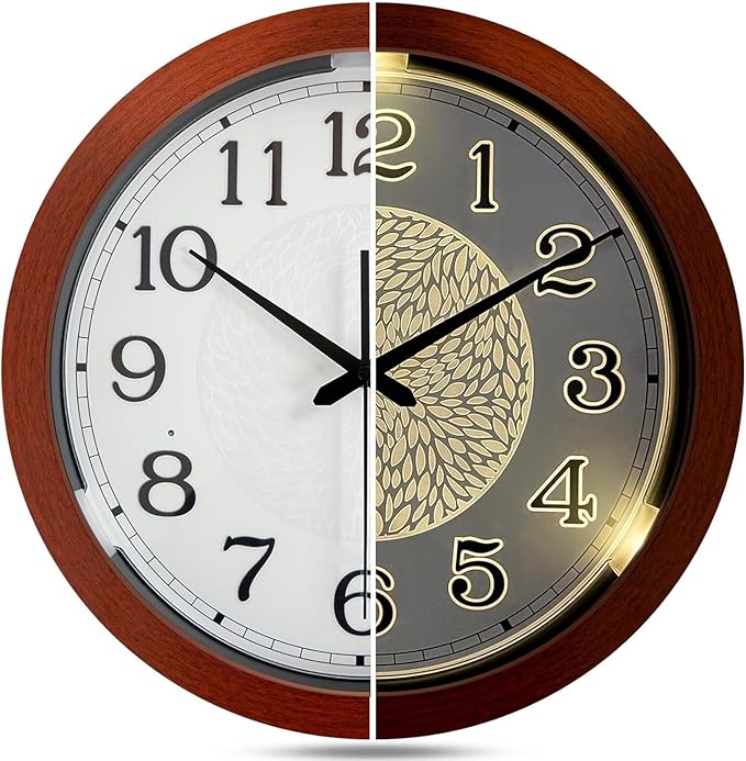 Amazon.com: LOMANDA Night Light Wall Clock, 13 Inch Wall Clocks Lighted ...