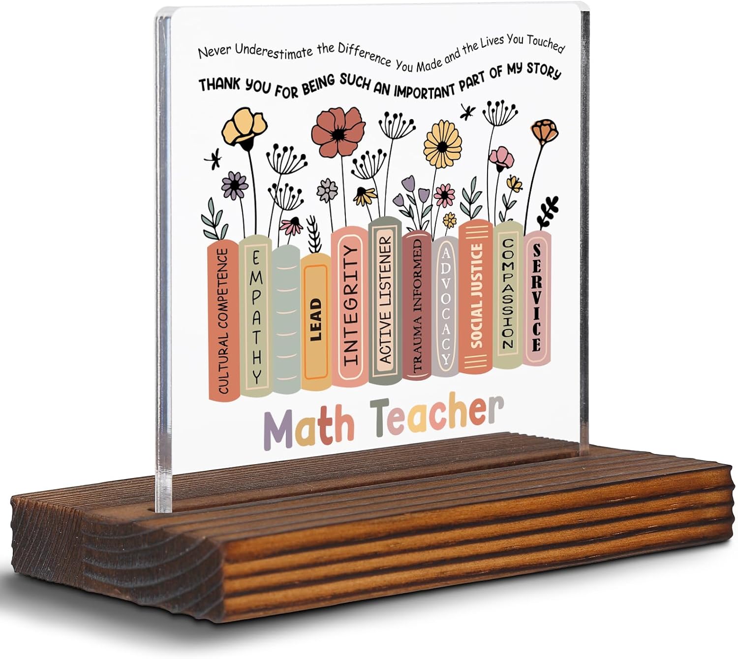 Amazon.com: EFFJNSG Math Teacher Sign, Clear Acrylic with Wooden Base ...