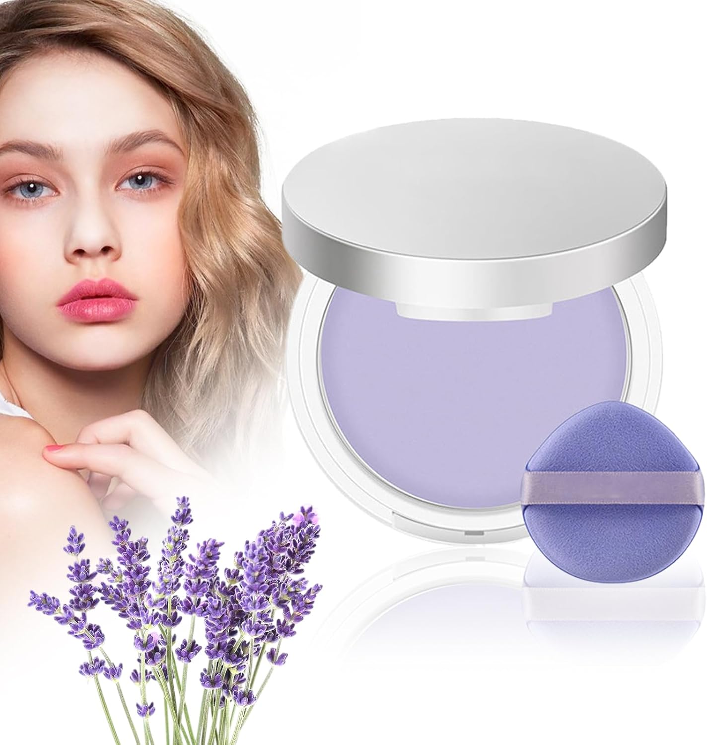 Chillab Lavender Matte Powder, Chillab Polvo Compacto with Mini Powder ...