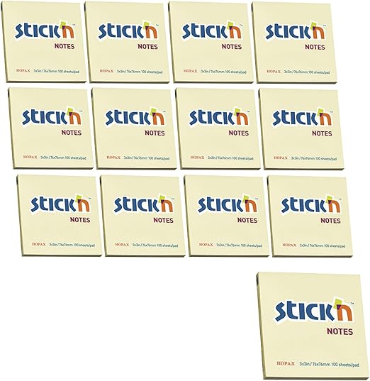 Stick´n Pastel Notes Sticky Note Pads Yellow 76 x 76 mm 12 x 100 Sheets ...