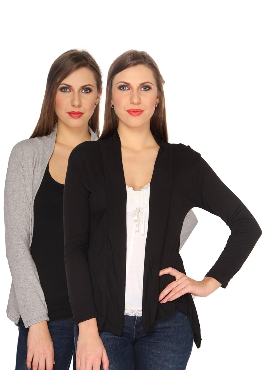 Buy Ten on Ten Women's Shrug (Pack of 2) (NJ-GRYBLK_Grey/ Black_one ...