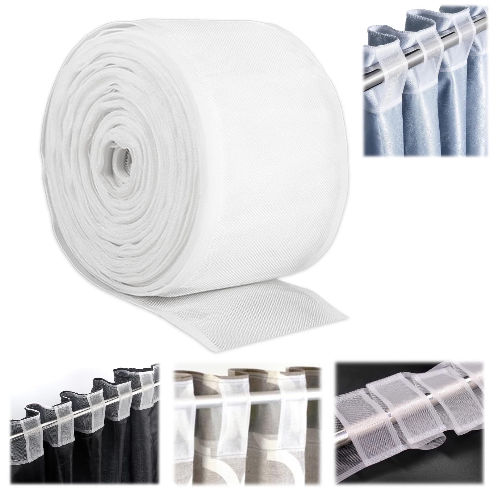 VCRANONR White Pencil Pleat Curtain Header Tape 10cm × 15m Multi ...