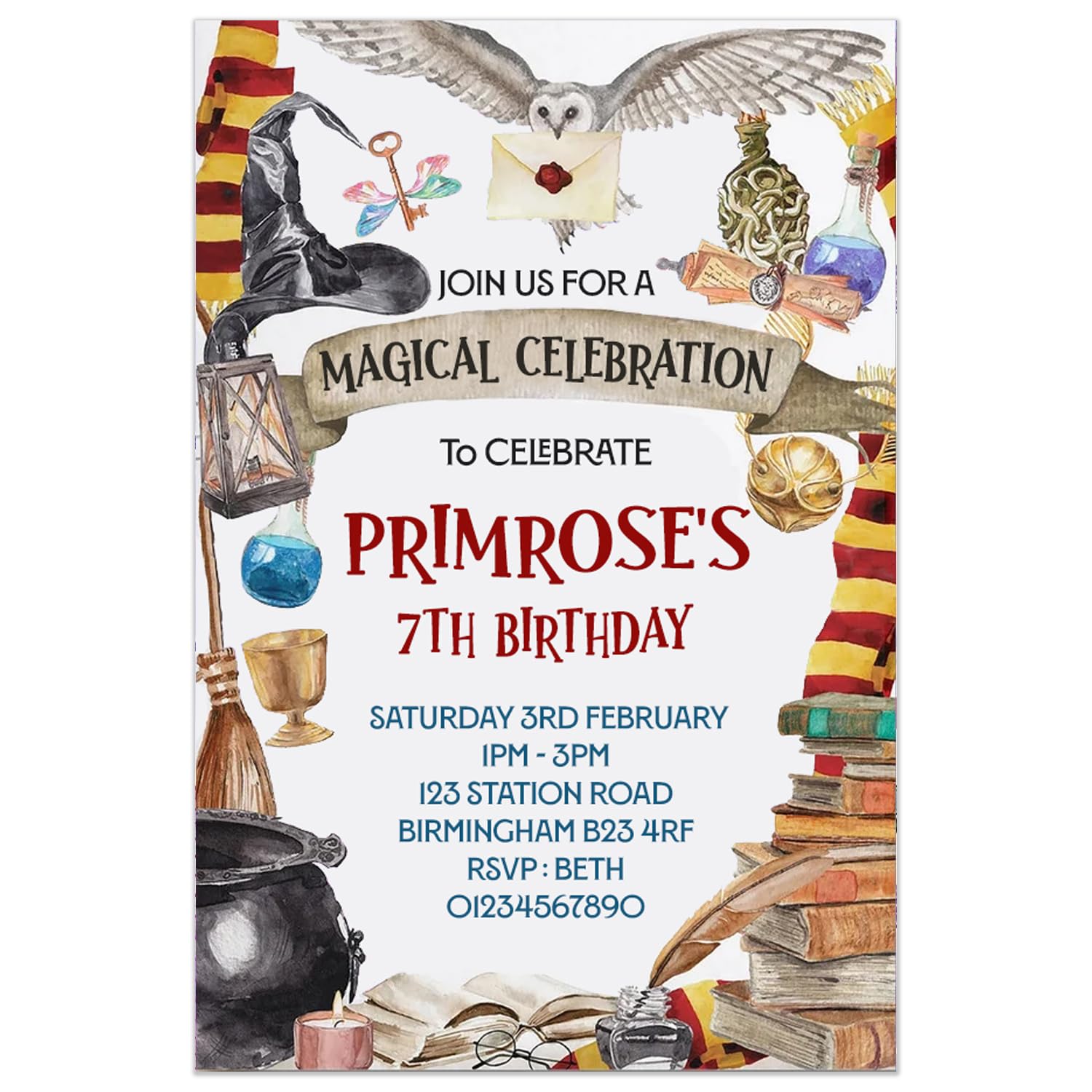 Personalised Harry Potter Birthday Party Invitations, Wizarding World ...