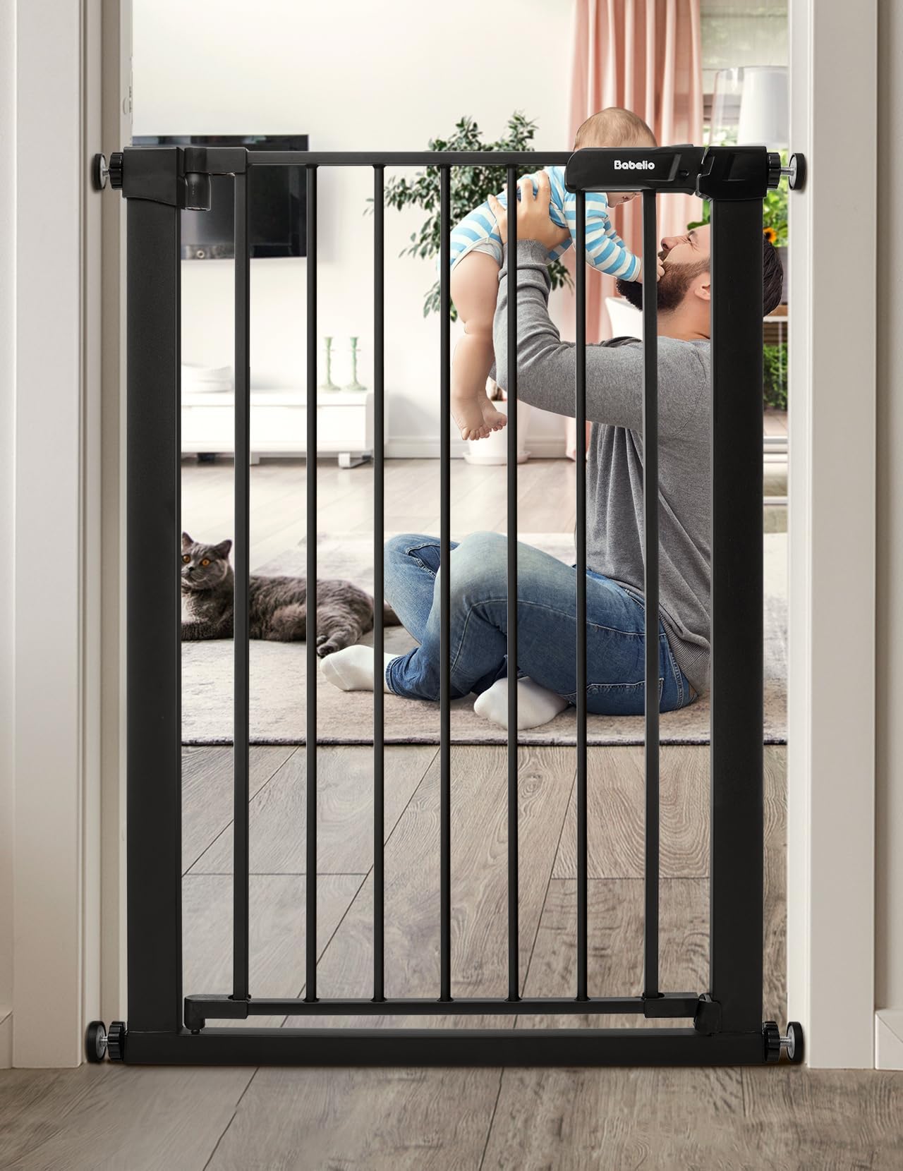 Amazon.com: Babelio 29.7-46.5" No Bottom Bar Baby Gate for Stairs ...